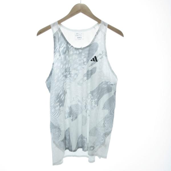 アディダス adidas アディゼロ シングレット ADIZERO SINGLET タンクトップ ランニングウエア 総柄 ロゴ 2XL 白 ホワイト グレー IA9340 /GV メンズ【ブランド】アディダス adidas【表記サイズ】2X...