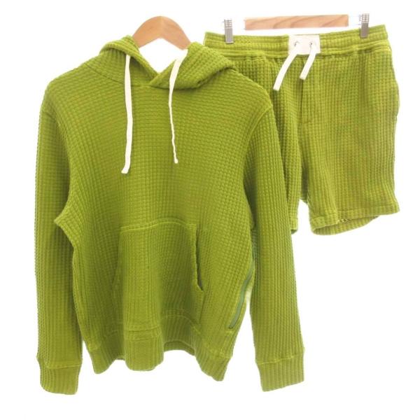 シーグリーン Seagreen セットアップ ジップアップパーカー ショートパンツ ワッフル 長袖 ショーツ 04 黄緑 グリーン /FF メンズ【ブランド】シーグリーン Seagreen【表記サイズ】04【実寸サイズ】ジャケット 肩幅：4...