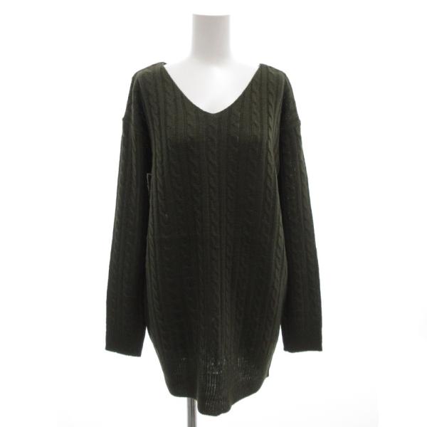 セレステラナ Celeste Rana タグ付き ケーブル編みニット セーター 長袖 Vネック F カーキ /GV レディース【表記サイズ】F【実寸サイズ】肩幅：53cm　身幅：53cm　着丈：77cm　袖丈：53cm　　【素材】アクリル【...