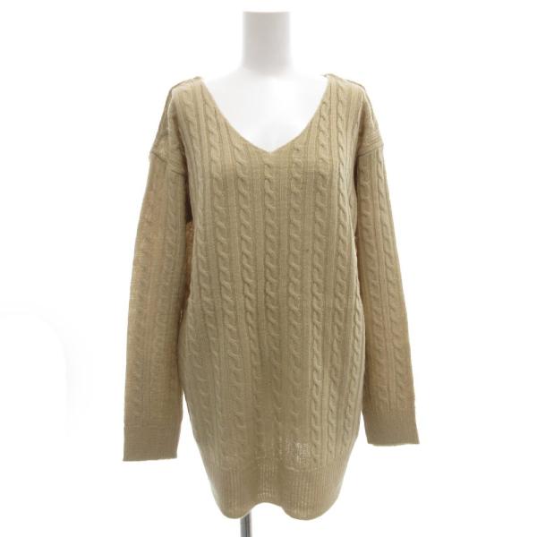 未使用品 セレステラナ Celeste Rana タグ付き ケーブル編みニット セーター 長袖 Vネック F ベージュ /GV レディース【表記サイズ】F【実寸サイズ】肩幅：53cm　身幅：53cm　着丈：78cm　袖丈：53cm　　【素材...