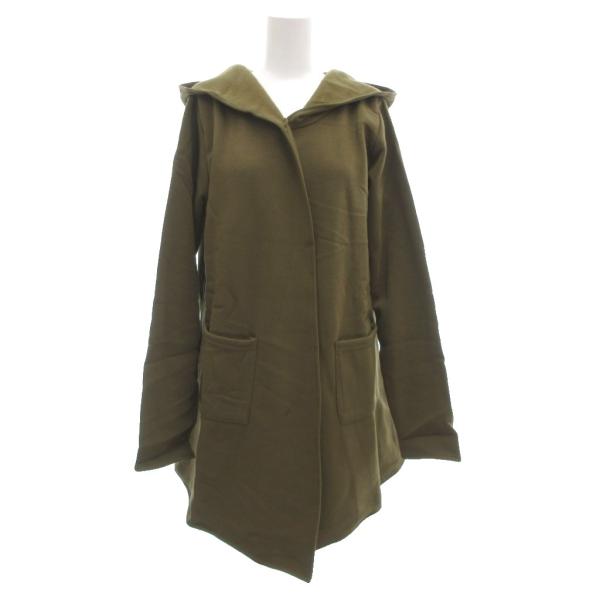 未使用品 セレステラナ Celeste Rana タグ付き カーディガン ロング丈 羽織 フード ボタンレス 裏起毛 F カーキ HW8082 /GV【表記サイズ】F【実寸サイズ】肩幅：42cm　身幅：52cm　袖丈：64cm　着丈：75c...