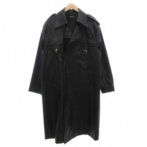 スティルウォーター Still water トレンチコート ロング フェイクレザー ダブルブレスト XL 黒 ブラック /GV メンズ【表記サイズ】XL【実寸サイズ】肩幅：53cm　身幅：61cm　袖丈：63cm　着丈：122cm　　【素材...