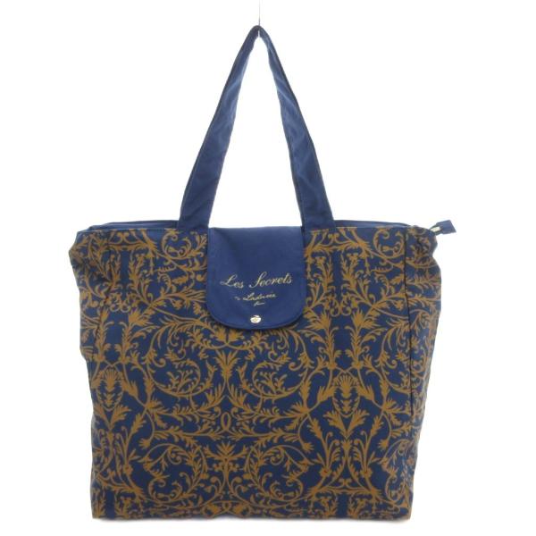 スクレ by ラデュレ Les Secrets by Laduree ハンドバッグ トート 肩掛け 総柄 折りたたみ 青 ブルー 茶 ブラウン /GV レディース【実寸サイズ】持ち手の長さ：52cm　ヨコ：37cm　タテ：35cm　マチ：1...