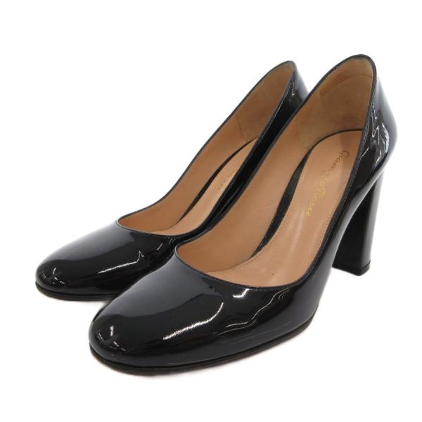 ジャンヴィトロッシ Gianvito Rossi パンプス ラウンドトゥ チャンキーヒール パテントレザー 34.5 黒 ブラック /FF レディース【ブランド】ジャンヴィトロッシ Gianvito Rossi【表記サイズ】34.5（21....