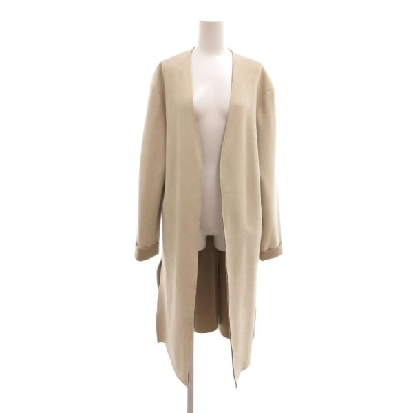 ザラ ベーシック ZARA BASIC COLLECTION コーディガン ロング ノーカラー フェイクスエード S ベージュ /UO レディース【ブランド】ザラ ベーシック ZARA BASIC【表記サイズ】S【実寸サイズ】肩幅：50cm...
