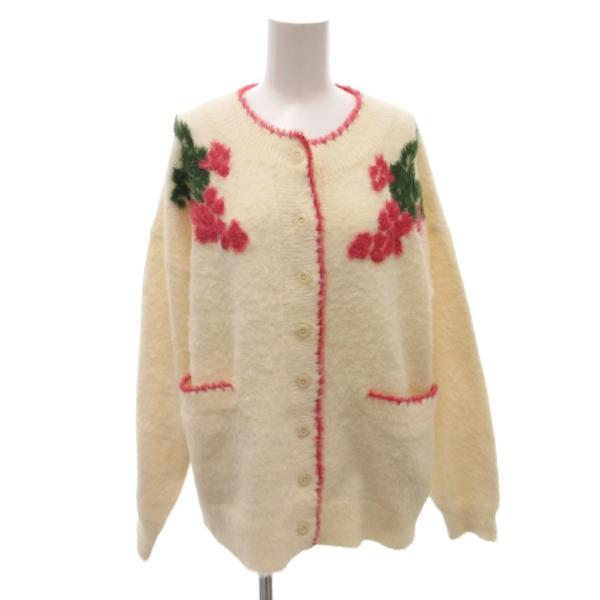 Sinoon シヌーン 24AW Handmade Grape ヘアリーカーディガン 花刺繍 F 白 ホワイト /FF レディース【表記サイズ】F【実寸サイズ】肩幅：60cm　身幅：57cm　袖丈：50cm　着丈：64cm　　【素材】ナイロ...