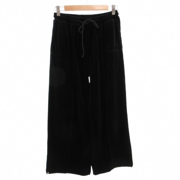 オーバーデューフレア overdue flair ワイドパンツ イージー ドロスト ロゴ刺繍 ベロア F 紺 ネイビー /FF レディース【表記サイズ】F【実寸サイズ】ウエスト：54cm　もも幅：24cm　裾幅：23cm　股上：28cm　股...