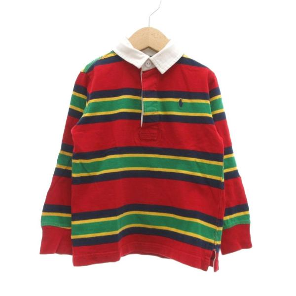 ポロ ラルフローレン POLO RALPH LAUREN ポロシャツ 長袖 ロゴ刺繍 ボーダー 4 レッド系  /MG キッズ【ブランド】ポロ ラルフローレン POLO RALPH LAUREN【表記サイズ】4【実寸サイズ】肩幅：29cm　...