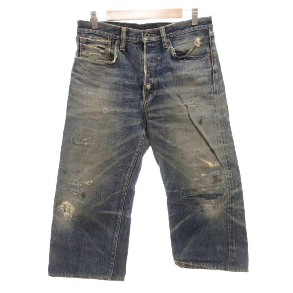 キャピタル kapital LEGS デニムパンツ ジーンズ クロップド リペア加工 ダメージ加工 ボタンフライ 3 L インディゴ /FF メンズ【ブランド】キャピタル kapital【表記サイズ】3 L【実寸サイズ】ウエスト：76cm　...