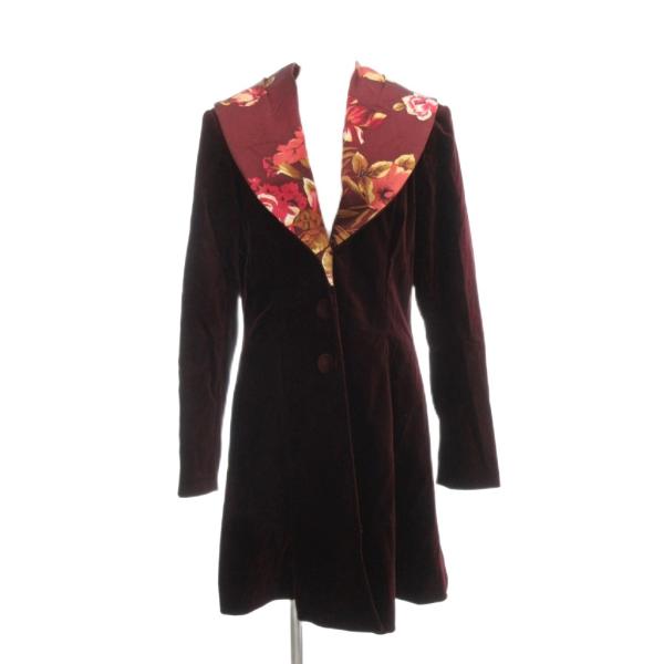 レナートヌッチ Renato Nucci ジャケット ロング ベルベット 40 赤 レッド エンジ /MG レディース【表記サイズ】40【実寸サイズ】肩幅：42cm　身幅：44cm　袖丈：61cm　着丈：86cm　　【素材】表地 綿 アクリ...