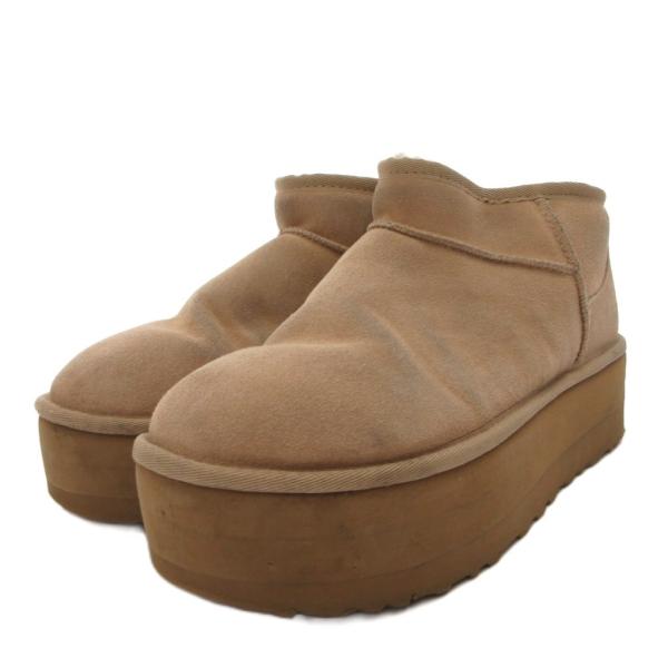 アグ UGG Classic Ultra Mini Platform ムートンブーツ ボア 厚底 25 ベージュ 1135092 /FF レディース【ブランド】アグ UGG【表記サイズ】25【実寸サイズ】最大幅：10.5cm　アウトソール：...
