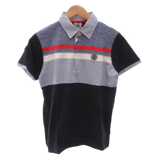 ジェイプレス J.PRESS ポロシャツ 半袖 ボーダー 切替 ロゴ 刺繍 170 ブルー ネイビー /FF キッズ【ブランド】ジェイプレス J.PRESS【表記サイズ】170【実寸サイズ】肩幅：40cm　身幅：47cm　袖丈：17cm　着...