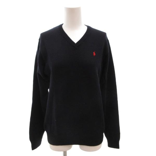 ポロ バイ ラルフローレン Polo by Ralph Lauren ニット セーター 長袖 Vネック ポニーロゴ刺繍 ウール 160 紺 ネイビー /FF キッズ【ブランド】ポロ バイ ラルフローレン Polo by Ralph Laur...