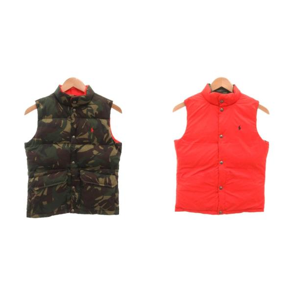 ポロ ラルフローレン POLO RALPH LAUREN ダウンベスト リバーシブル 迷彩柄 カモフラ ポニー刺繍 150 カーキ オレンジ /FF キッズ【ブランド】ポロ ラルフローレン POLO RALPH LAUREN【表記サイズ】M...