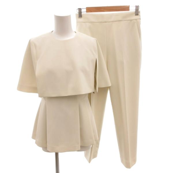 未使用品 エストネーション タグ付き 24年 オケージョン セットアップ 3点セット ノースリーブ カットソー ケープ パンツ 36 白【ブランド】エストネーション ESTNATION【表記サイズ】36【実寸サイズ】ジャケット 肩幅：33c...