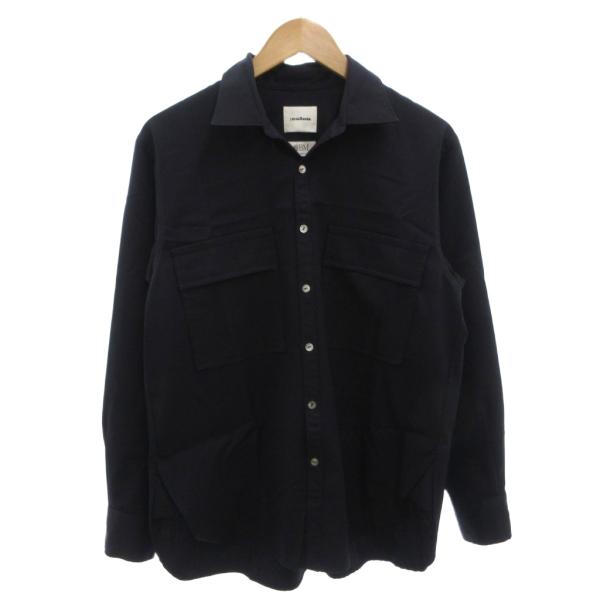 ：COLON CSH-4 wool gabardine シャツ カジュアル ウール 長袖 1 紺 ネイビー /FF メンズ【表記サイズ】1【実寸サイズ】肩幅：46cm　身幅：57cm　着丈：75cm　袖丈：60cm　　【素材】毛【色】紺 ネ...
