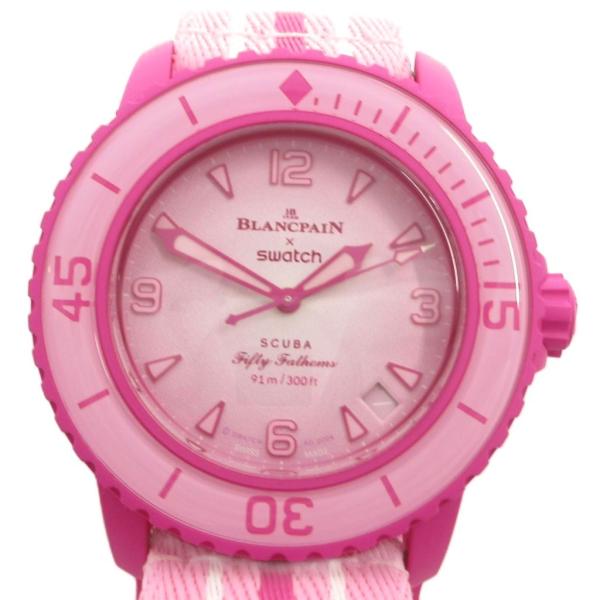 未使用品 ブランパン blancpain × スウォッチ Swatch ピンクオーシャン PINK OCEAN 腕時計 ウォッチ 自動巻き バイオセラミック【ブランド】ブランパン blancpain【実寸サイズ】バンド幅：2cm　腕周り：1...