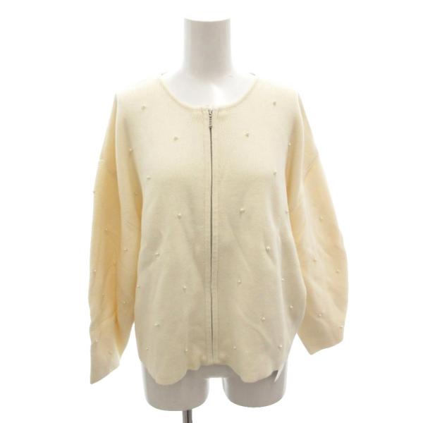 未使用品 ビーミングバイビームス B:MING LIFE STORE by BEAMS タグ付き カーディガン ニット ジップアップ パール装飾 F オフホワト /FF レディース【ブランド】ビーミングバイビームス B:MING LIFE ...