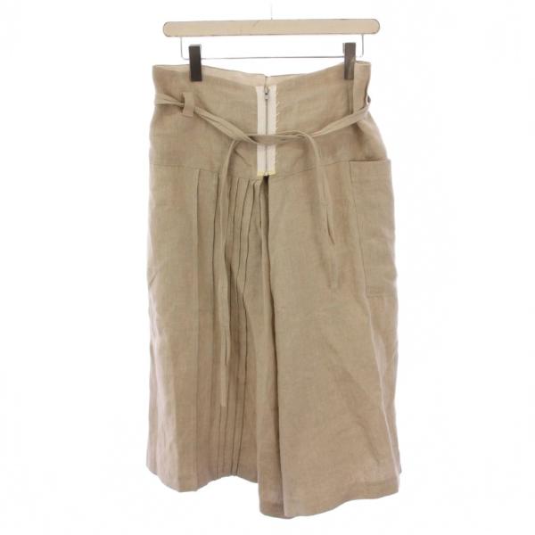 タクルタートル turkle turtle スカンツ ワイドパンツ ミモレ丈 ジップフライ リネン 2 ベージュ /BM レディース【表記サイズ】2【実寸サイズ】ウエスト：82cm　もも幅：33cm　裾幅：32cm　股上：39cm　股下：4...