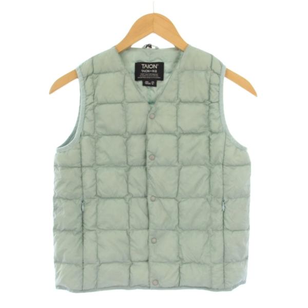タイオン TAION ダウンベスト Vネック ワンカラー ショート丈 ナイロン 150cm 水色 ライトブルー /BB キッズ【ブランド】タイオン TAION【表記サイズ】150cm【実寸サイズ】身幅：42cm　総丈：50cm　　【素材】ナ...