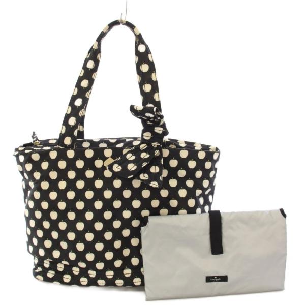 ケイトスペード KATE SPADE マザーズバッグ トートバッグ ハンドバッグ りんご柄 リンゴ柄 ナイロン 黒 ブラック アイボリー /BB【ブランド】ケイトスペード KATE SPADE【実寸サイズ】持ち手の長さ：60.5cm　ヨコ：...