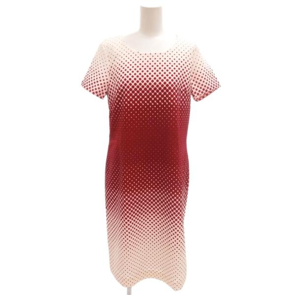 R＊r 美品 ワンピース M 赤 レッド ドット柄 ラウンドネック 半袖 ひざ丈 /SJ ■GY06 レディース【表記サイズ】M【実寸サイズ】肩幅：37cm　身幅：44cm　袖丈：16cm　総丈：96cm　　【素材】表地 ポリエステル ポリ...