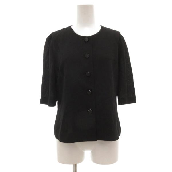 ラピーヌ LAPINE カーディガン 11 黒 ブラック ラウンドネック 七分袖 ボタンフロント /ML ■GY06 レディース【表記サイズ】11【実寸サイズ】肩幅：38cm　身幅：47cm　着丈：51cm　袖丈：31cm　　【素材】表地 ...