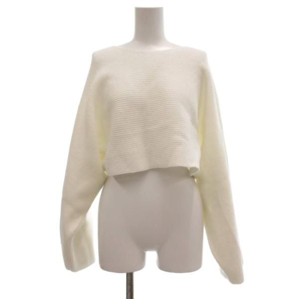 オブリ OBLI ニット ウール F 白 ホワイト ドルマンスリーブ 長袖 クロップド丈 リブ編み /SC ■GY06 レディース【ブランド】オブリ OBLI【表記サイズ】F【実寸サイズ】着丈：35cm　ゆき丈：79cm　裾幅：51cm　　...
