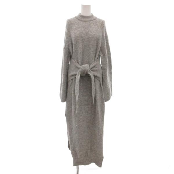 ナヌシュカ Nanushka ニットロングワンピース アルパカ混 ベルト付き ラグラン XS グレー /YJ ■GY06 レディース【表記サイズ】XS【実寸サイズ】身幅：50cm　着丈：130cm　ゆき丈：79cm　　【素材】羊毛 アルパカ...