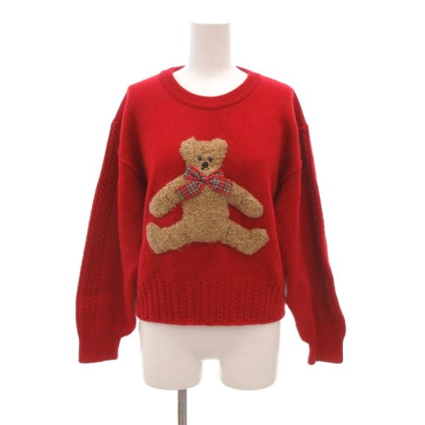 エミリーテンプル Emily Temple ニット セーター ウール 160 赤 レッド 長袖 クルーネック テディベアモチーフ /NL ■GY06 キッズ【ブランド】エミリーテンプル Emily Temple【表記サイズ】160【実寸サイ...