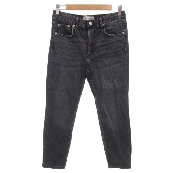 ザラ ZARA 美品 ジーンズ デニムパンツ 38 黒 ブラック ハイウエスト テーパード アンクル丈 /SJ ■GY06 レディース【ブランド】ザラ ZARA【表記サイズ】38【実寸サイズ】ウエスト：72cm　もも幅：46cm　裾幅：14...