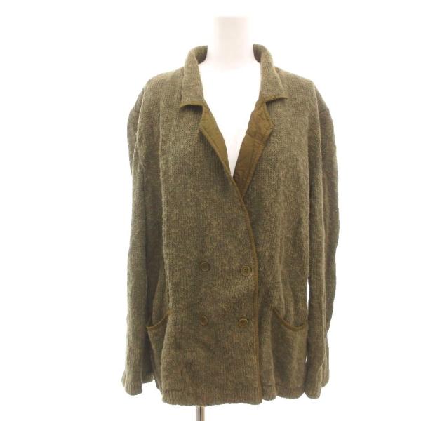 エティエンヌ・アイグナー Etienne Aigner ジャケット 上着 麻 リネン 38 オリーブ ダブルブレスト /RG ■GY06 レディース【表記サイズ】38【実寸サイズ】肩幅：45cm　身幅：55cm　袖丈：56cm　着丈：66c...