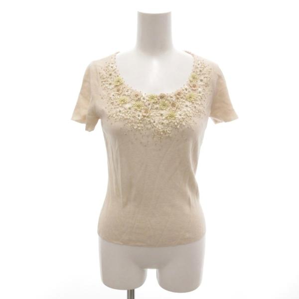 未使用品 フランコフェラーロ FRANCO FERRARO タグ付き 半袖ニット 2 ピンク 半袖 ラウンドネック 花モチーフ装飾 /SJ ■GY06 レディース【ブランド】フランコフェラーロ FRANCO FERRARO【表記サイズ】2【...