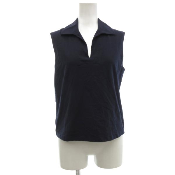 プラダ PRADA ノースリーブシャツ カットソー  Vネック ショート ハーフ丈 M 紺 ネイビー /ML ■GY06 レディース【ブランド】プラダ PRADA【表記サイズ】M【実寸サイズ】身幅：44cm　着丈：49cm　　【素材】綿 ゴ...