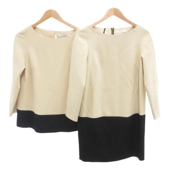 アドーア ADORE 2点セット チュニック ブラウス カットソー バイカラー 38 ベージュ 黒 ブラック /JS ■GY12 レディース【ブランド】アドーア ADORE【表記サイズ】38【実寸サイズ】身幅：48cm　着丈：62cm　ゆき...