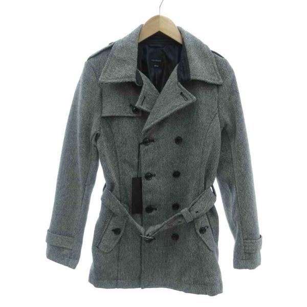 未使用品 ロシェル ROCHEL タグ付き トレンチコート ダブルブレスト エポレット ベルト付き M 白 ホワイト 黒 ブラック /YJ ■GY12【ブランド】ロシェル ROCHEL【表記サイズ】M【実寸サイズ】肩幅：42cm　身幅：49...