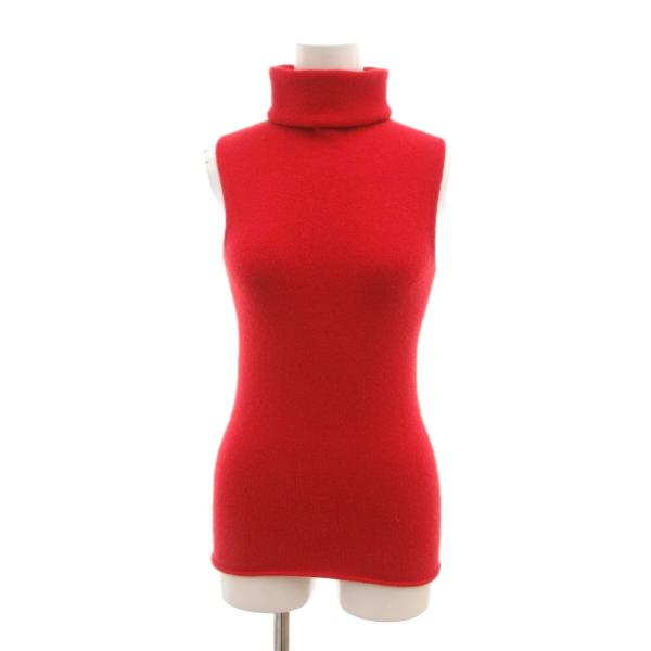 ダナキャラン DONNA KARAN 美品 タートルネックニット P 赤 レッド 無地 タートルネック ノースリーブ /SJ ■GY06 レディース【ブランド】ダナキャラン DONNA KARAN【表記サイズ】P【実寸サイズ】身幅：31cm...