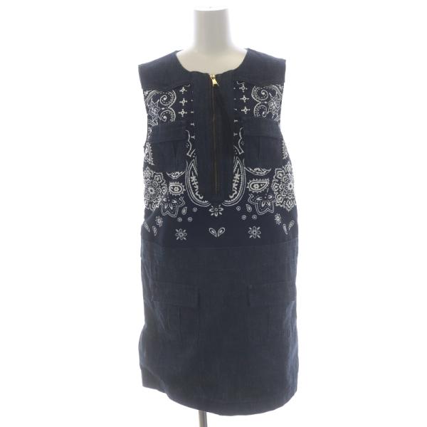 モンクレール ABITO SENZA MANICHE デニムワンピース ミニ ノースリーブ 切替 サイドジップデザイン 国内正規 42 紺 白 レディース【ブランド】モンクレール MONCLER【表記サイズ】42（日本サイズM相当）【実寸サ...