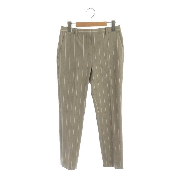セオリー theory 23AW TRACEABLE STRIPE TREECA GZ パンツ ストライプ ウール XX0 グレージュ /MF ■OS レディース【ブランド】セオリー theory【表記サイズ】XX0【実寸サイズ】ウエスト：...
