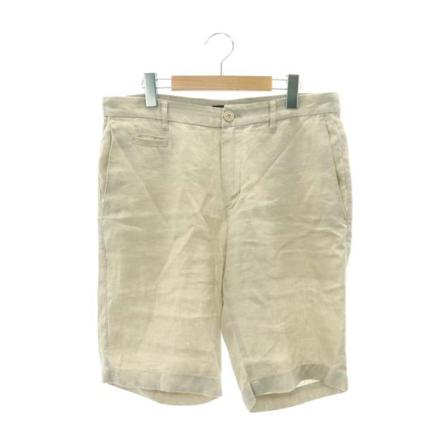 33Degrees サーティスリーディグリーズ ハーフパンツ ショート 麻 リネン L ベージュ /AT ■OS レディース【表記サイズ】L【実寸サイズ】ウエスト：約82cm　もも幅：約28cm　裾幅：約23.5cm　股上：約25.5cm　...