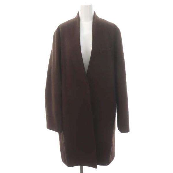 アパルトモン ドゥーズィエムクラス 21AW No collar chester COAT ノーカラ チェスターコート ウール アウター ロング カシミヤ混 38 ダークブラウン /HS ■OS【ブランド】アパルトモン ドゥーズィエムクラス...