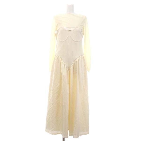 ミカゲ シン 24SS Layering Sculptured Dress ノースリーブワンピース ロング マキシ丈 カットソー 長袖 1 アイボリー /MI ■OS レディース【表記サイズ】1（日本サイズS相当）【実寸サイズ】肩幅：34....