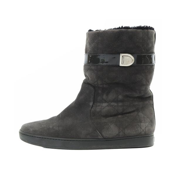 クリスチャンディオール Christian Dior カナージュ ムートン ショートブーツ ミドル 38 25cm グレー /SR37 レディース【ブランド】クリスチャンディオール Christian Dior【表記サイズ】38（約25cm...