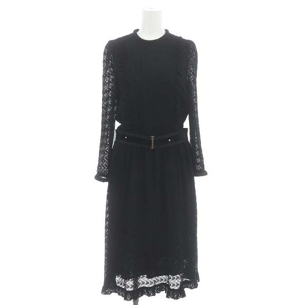 イタリヤ 伊太利屋 フリルワンピース ロング 長袖 レース シアースリーブ 7A2 黒 ブラック /DO ■OS レディース【ブランド】イタリヤ 伊太利屋【表記サイズ】7A2（日本サイズS相当）【実寸サイズ】肩幅：32cm　身幅：42.5c...