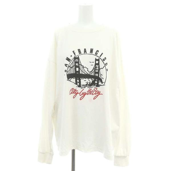 ハンドテックス HANDTEX ロゴプリント ロンT カットソー 長袖 F 白 ホワイト /HK ■OS レディース【表記サイズ】F【実寸サイズ】身幅：61cm　着丈：65cm　ゆき丈：87cm　　【素材】コットン100％【色】白【状態】首...