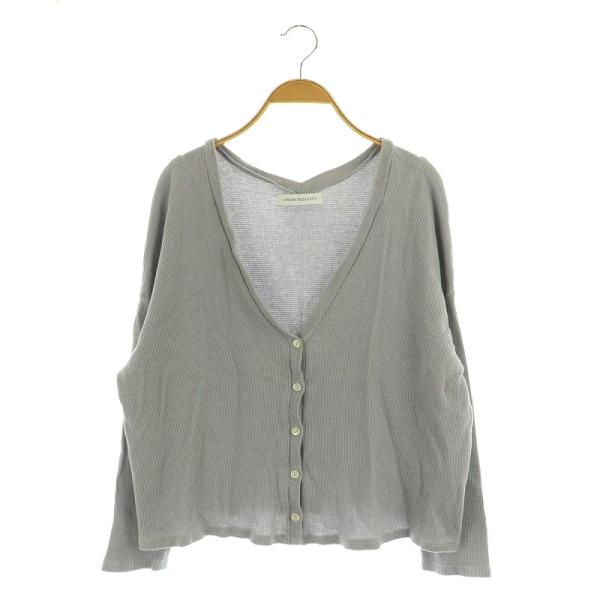 アーバンリサーチ URBAN RESEARCH リネン混 ワッフルカーディガン 長袖 Vネック F グレー /MY ■OS レディース【ブランド】アーバンリサーチ URBAN RESEARCH【表記サイズ】F【実寸サイズ】身幅：59cm　着...