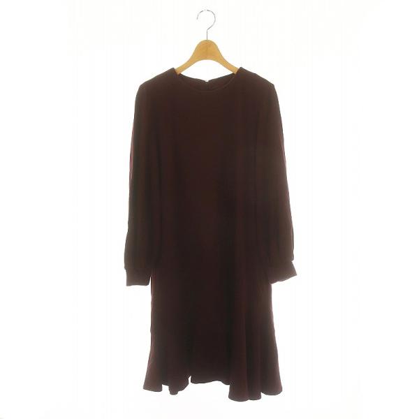 ステュディオス STUDIOUS アシンメトリーポンチフレアーワンピース ひざ丈 長袖 F ボルドー /YQ ■OS レディース【ブランド】ステュディオス STUDIOUS【表記サイズ】F【実寸サイズ】身幅：約44cm　着丈：約98cm　ゆ...