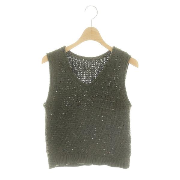 セオリーリュクス theory luxe 24SS ROBBIN BELL ニットトップス セーター ノースリーブ 38 カーキ /DF ■OS レディース【ブランド】セオリーリュクス theory luxe【表記サイズ】38（日本サイズM...