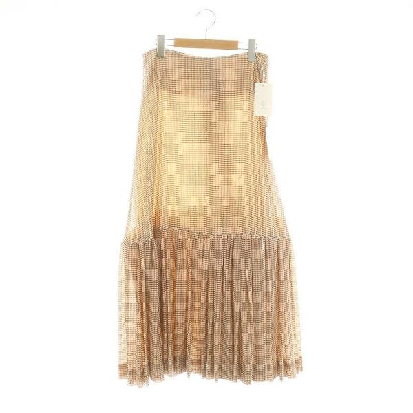 未使用品 ウーア Uhr Sheer Plaid Skirt スカート ロング フレア ティアード チェック 36 アイボリー 赤 レッド /DO ■OS ■SH レディース【表記サイズ】36（日本サイズS相当）【実寸サイズ】ウエスト：75...