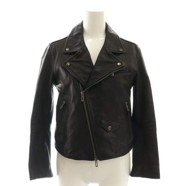 ドメニコアンドサヴィオ DOMENICO+SAVIO ダブルライダースジャケット レザー ジップアップ 36 黒 ブラック /HK ■OS レディース【表記サイズ】36（日本サイズS相当）【実寸サイズ】肩幅：37cm　身幅：42cm　着丈：...